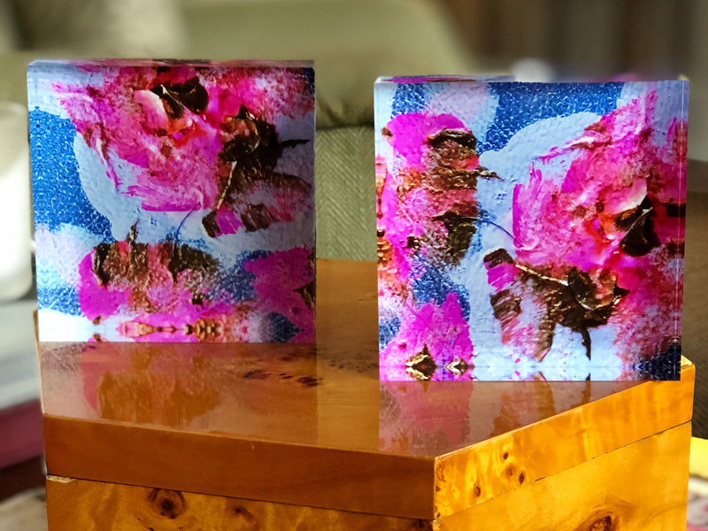Pink 4x4 Acrylic Floral Block Set – lizahathawaymatthews