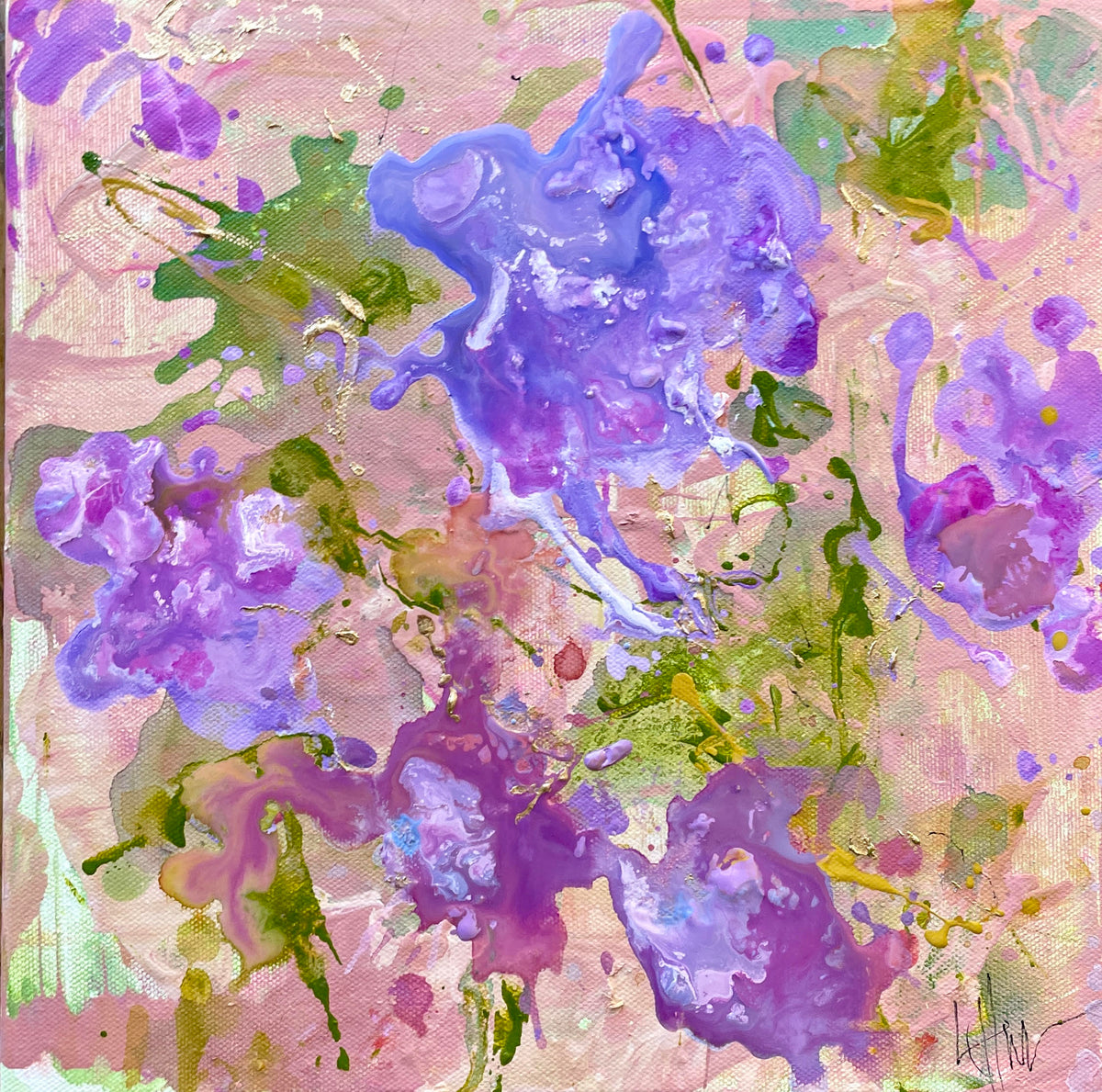 ‘Petunias’ 12 x 12 Painting – lizahathawaymatthews